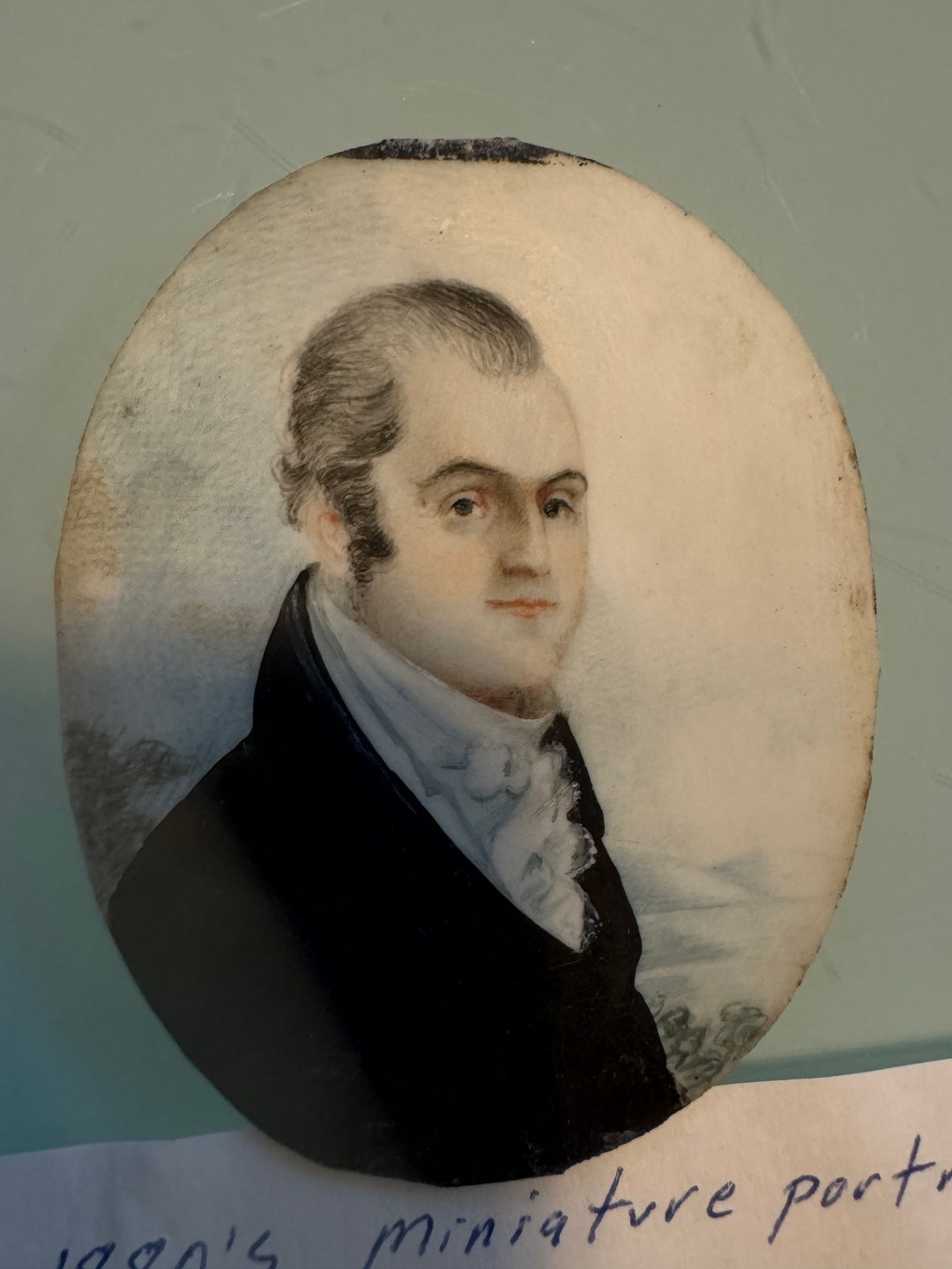 Victorian Miniature Portrait Painting on Ivory Dignified Gentleman Nice ...