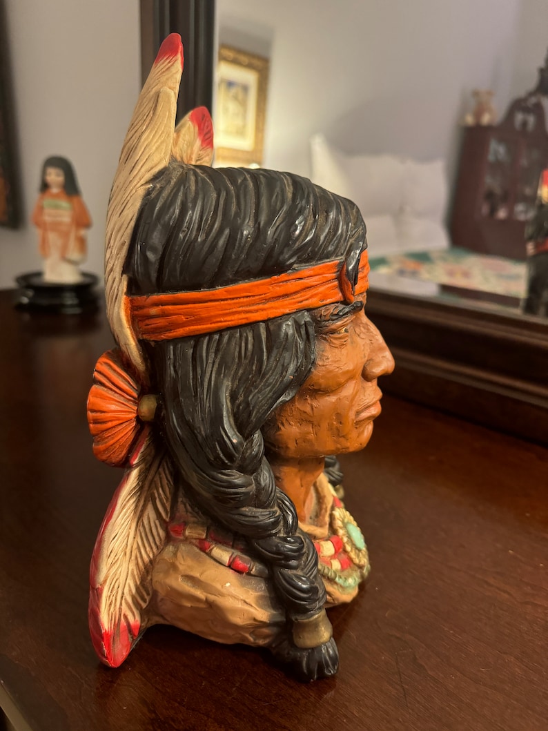 Vintage Native American Bust, Universal Statuary Corp, 1966 Resin ...