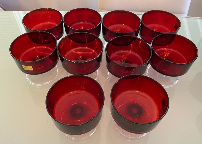 Royal Ruby Red Cranberry Goblets France 57 Pieces Etsy