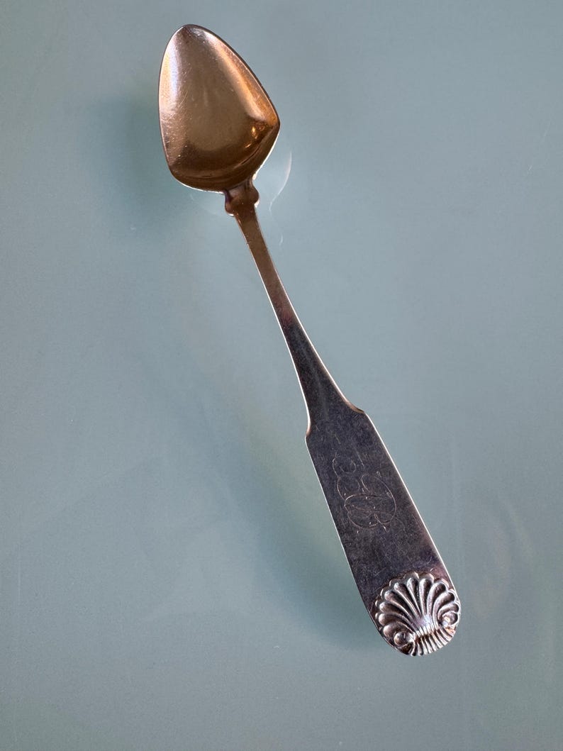Antique Coin Silver Fiddle Shell End Teaspoon Marked G. Kippen Made ...
