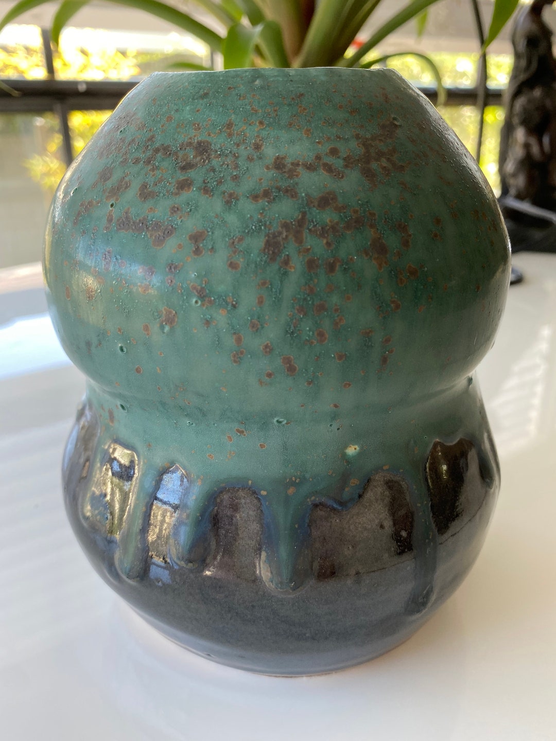 Vintage Art Pottery Drip Glaze Vase One of a Kind Signed Erin Carhart ...