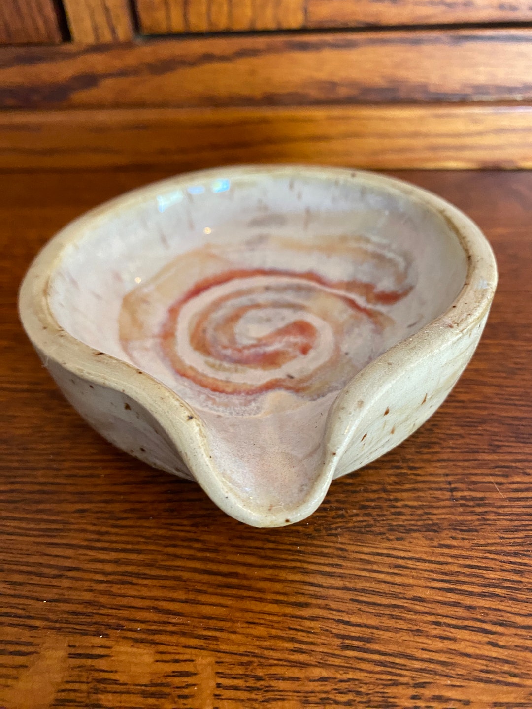 Vintage Stoneware Personal Ashtray Signed Retro Vintage Pottery Cream ...