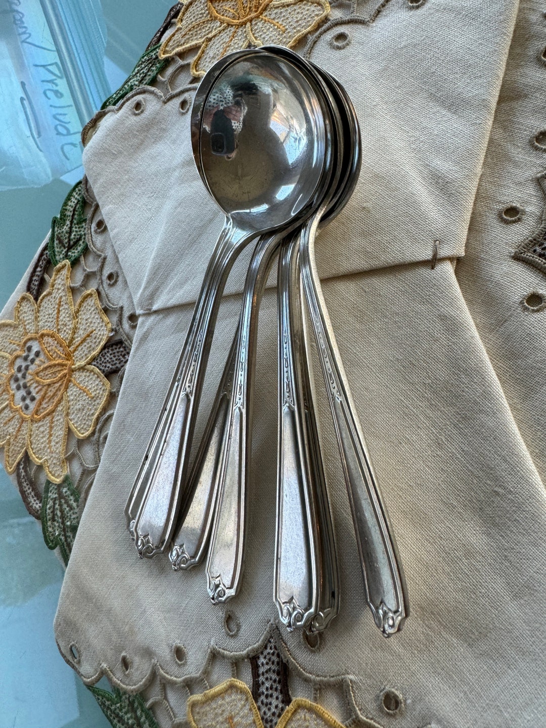 ART DECO GUMBO Soup Spoons Silver Plate , Soup Spoons Ns Co Epns 8 Pc ...