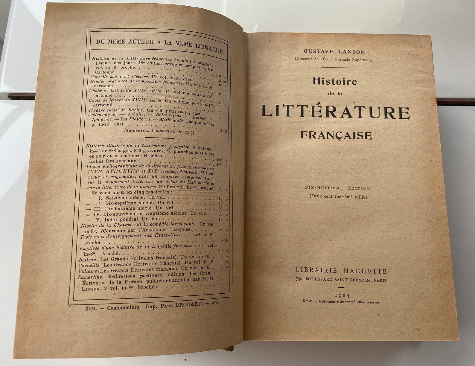 Histoire De La Litterature of Francaise Gustave Lanson | Etsy