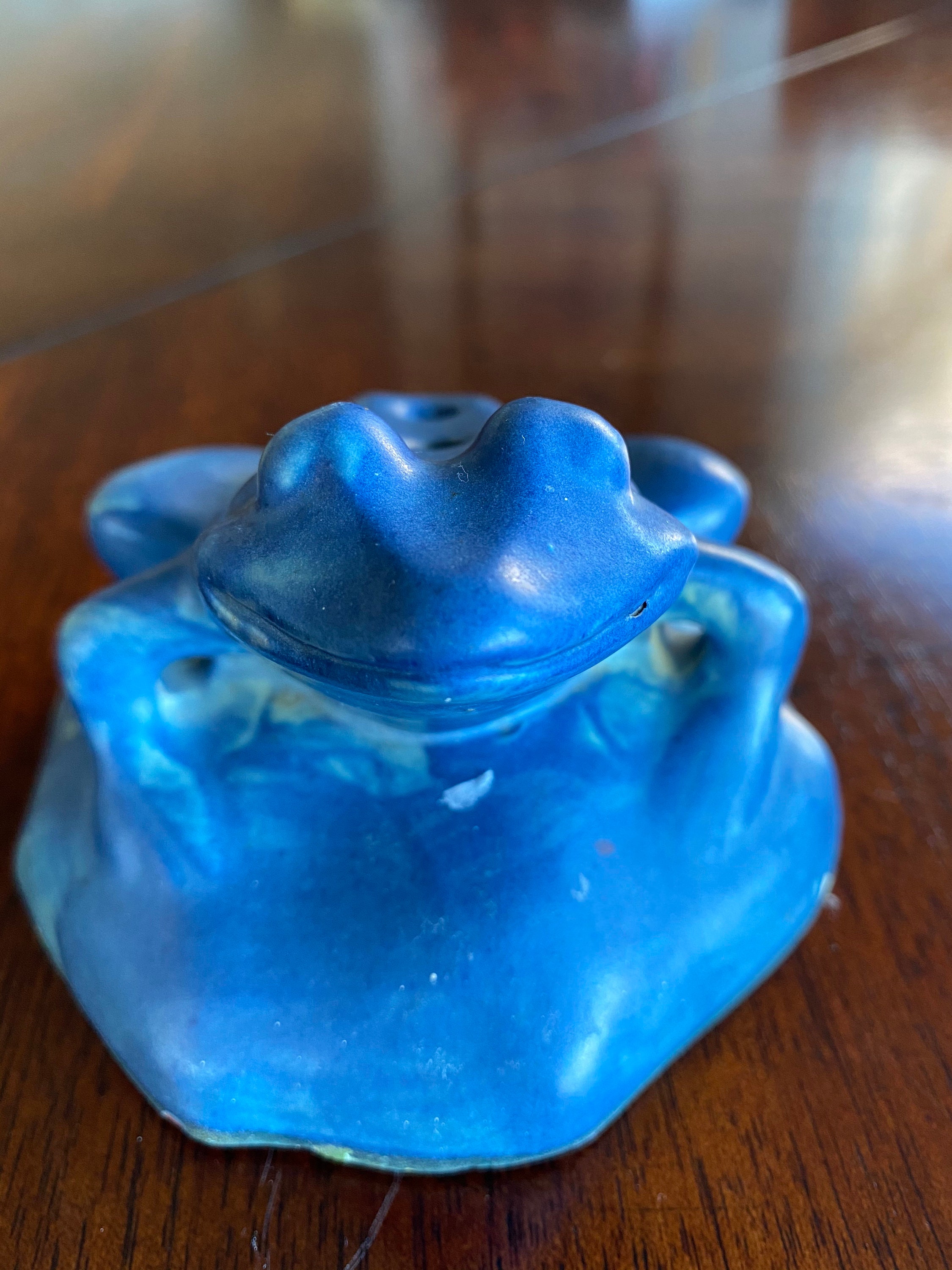 FROG American Arts and Crafts Pottery Blue Matte Flower Frog - Etsy