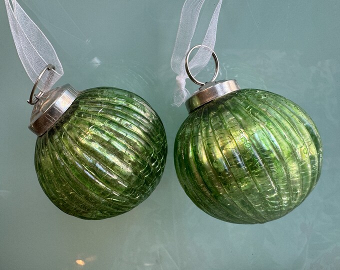 Heavy Mercury Glass Ornament, Set of 2 Green Holiday Decor - Etsy