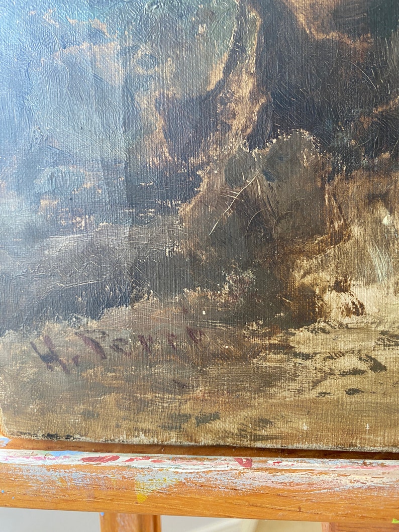 Antique Dark Oil Painting Forest Woods Trees Stream 1850 - Etsy