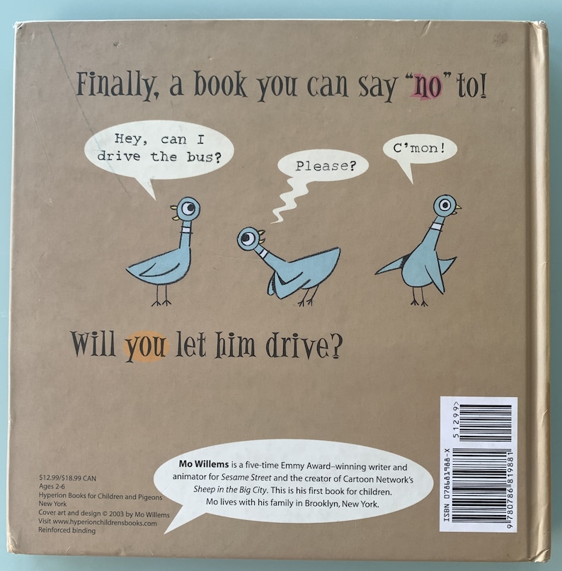 Book Don't Let the Pigeon Drive the Bus Mo Willems - Etsy