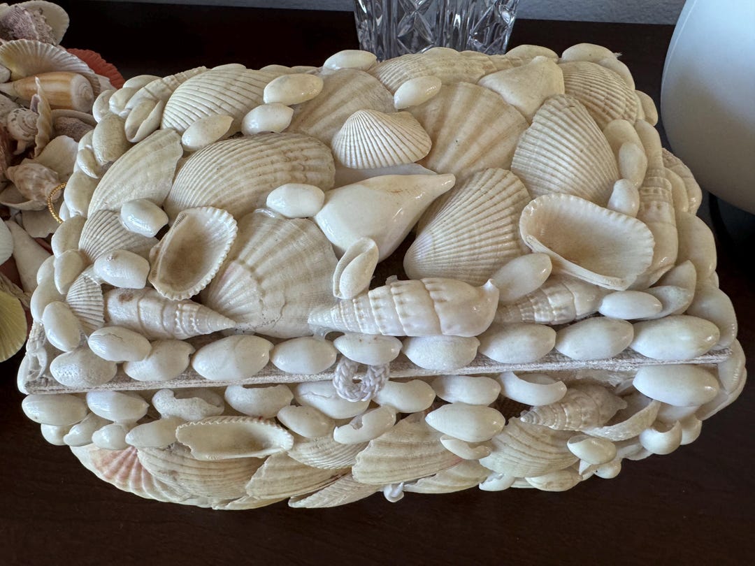 Vintage Encrusted Shell Box Art / Sea Shell Trinket Box / / Jewelry Box ...