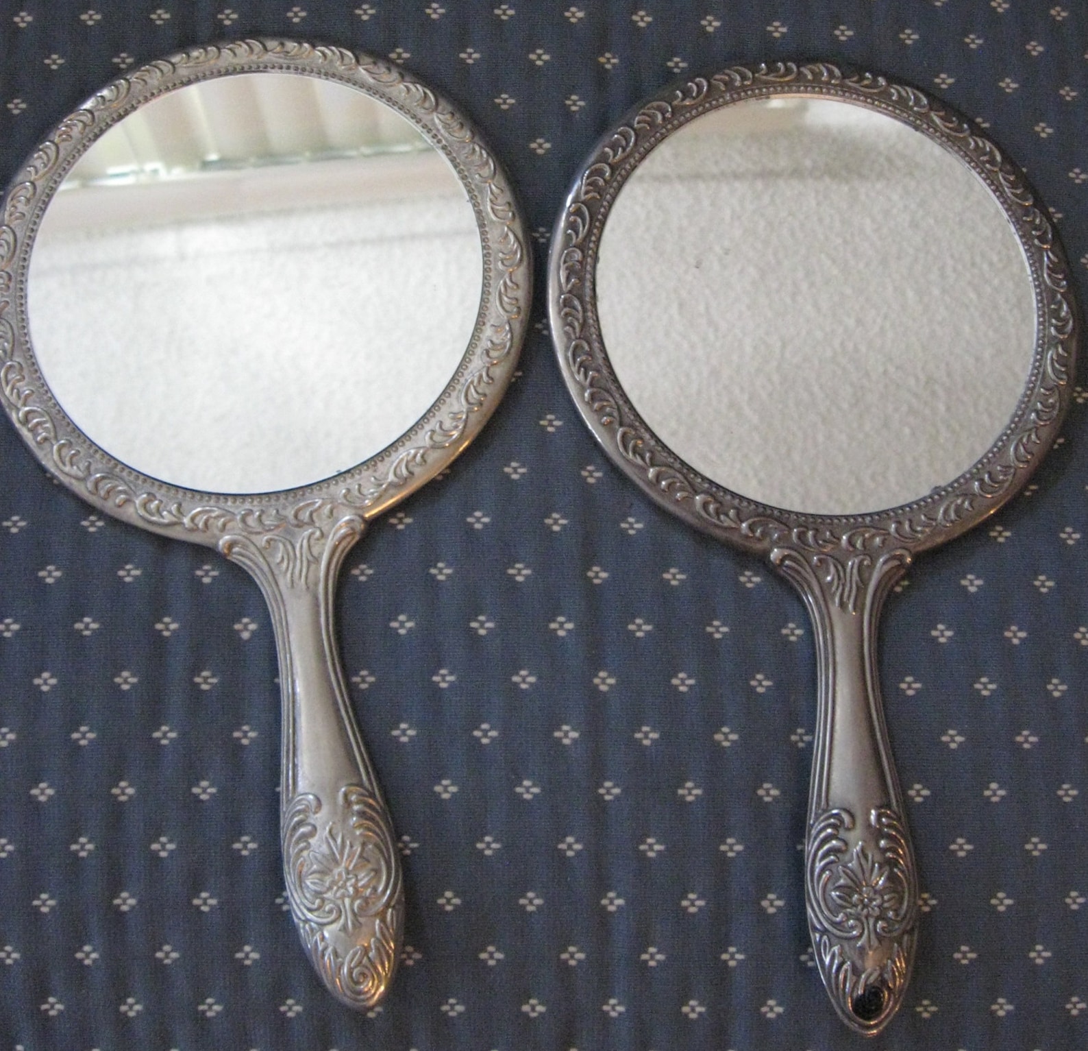 Antique Victorian Style SILVER Metal Hand Held MIRROR Pair | Etsy