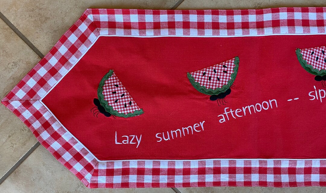 Watermelon Table Runner Ants Red Checkers Summer Decor - Etsy