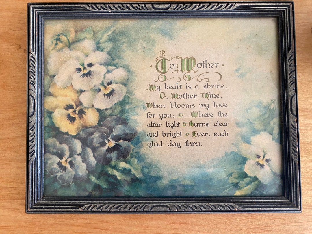 To Mother Pansy 1c1930 Litho VERSE, POEM Vintage All Original Pansies ...