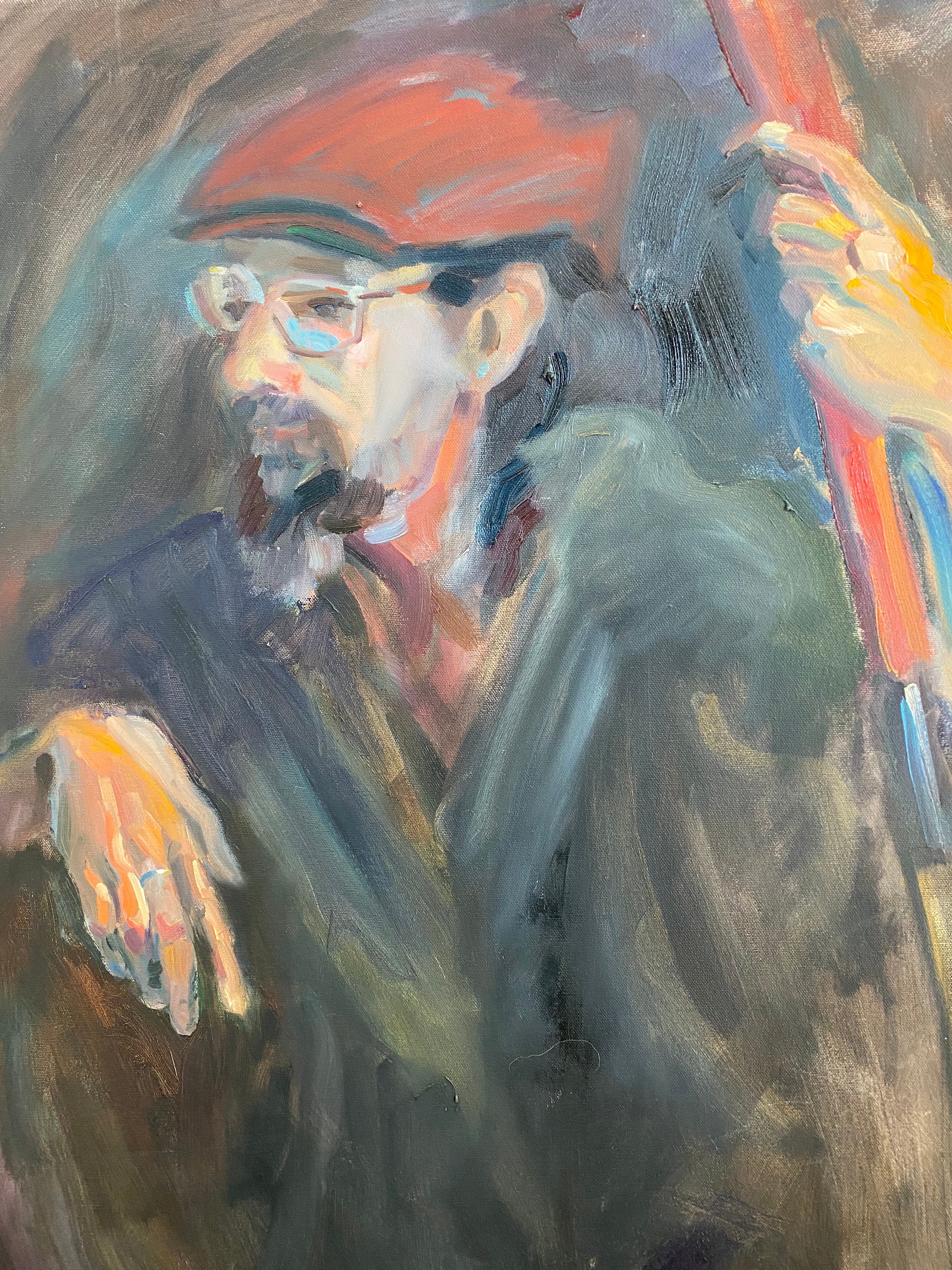 Impressionist Oil Painting Man With Hat and Specticles and Beard - Etsy
