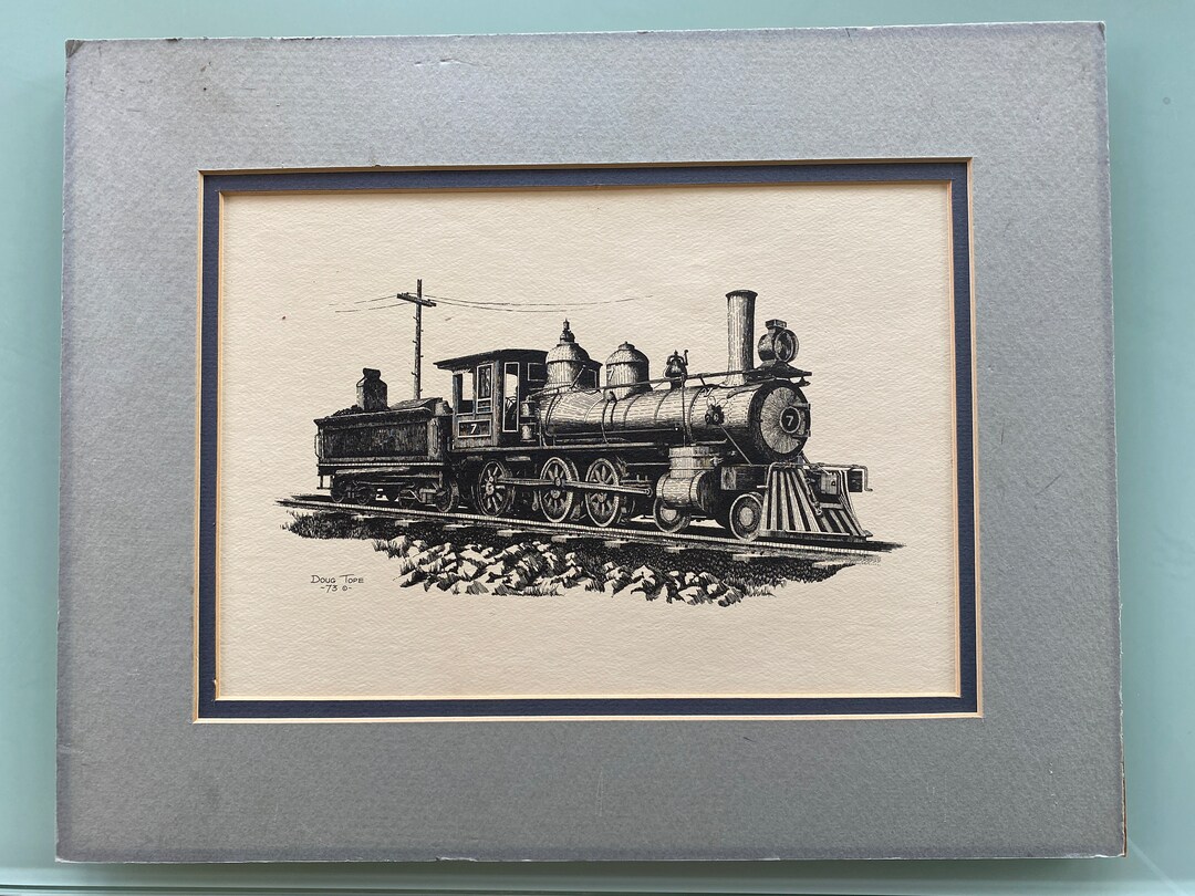 LOCOMOTIVE STEAM TRAIN Print by Doug Tope 1973 Lithograph - Etsy