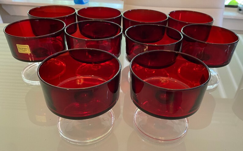 Royal Ruby Red Cranberry Goblets France 57 Pieces Etsy