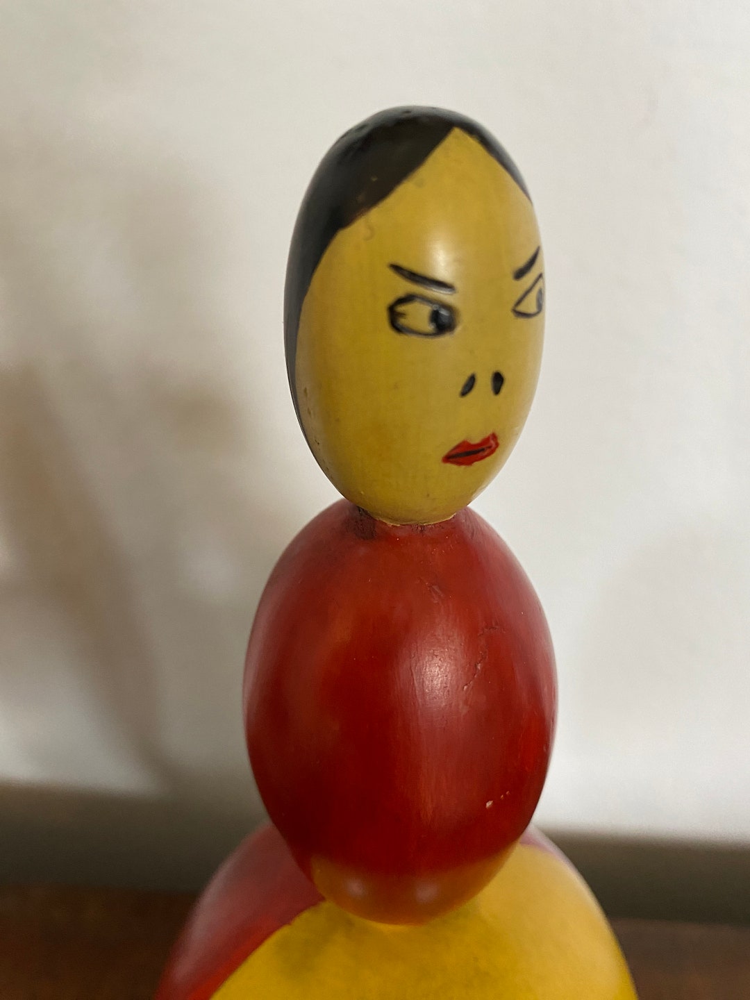 Wood Statue Hand Made Sculpture Angry, Accusatory Skeptical Folk Art ...