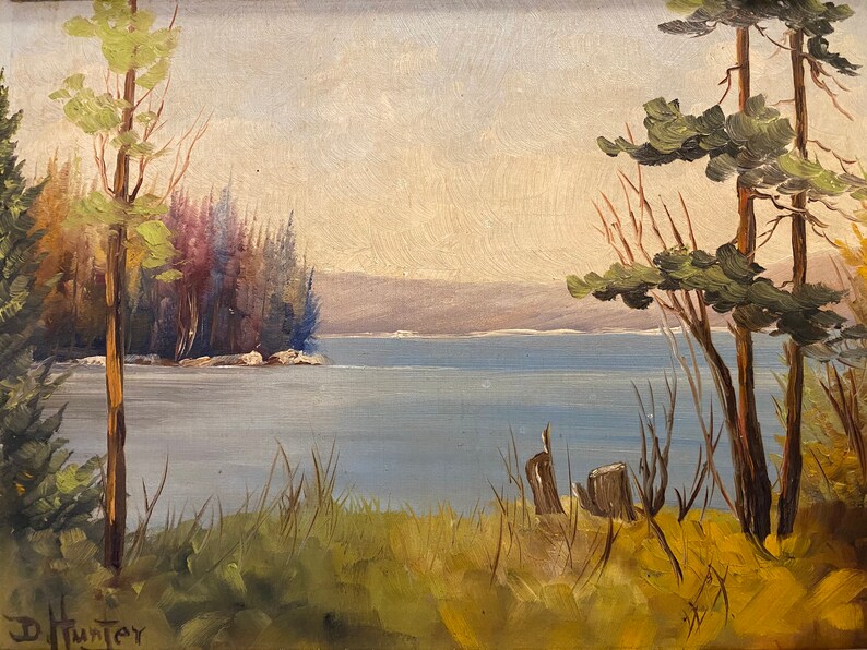 Oil Painting ANTIQUE Listed Artist D Hunter Canadian Artist - Etsy