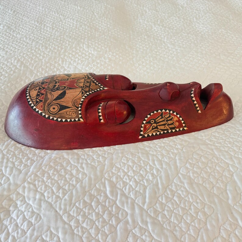 Hand Carved MOP African Tribal Mask, Ghana, Birds, Fish Inlay, 19" - Etsy