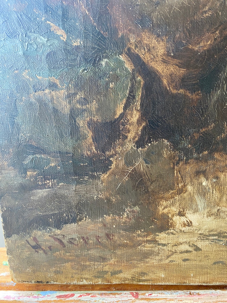 Antique Dark Oil Painting Forest Woods Trees Stream 1850 - Etsy