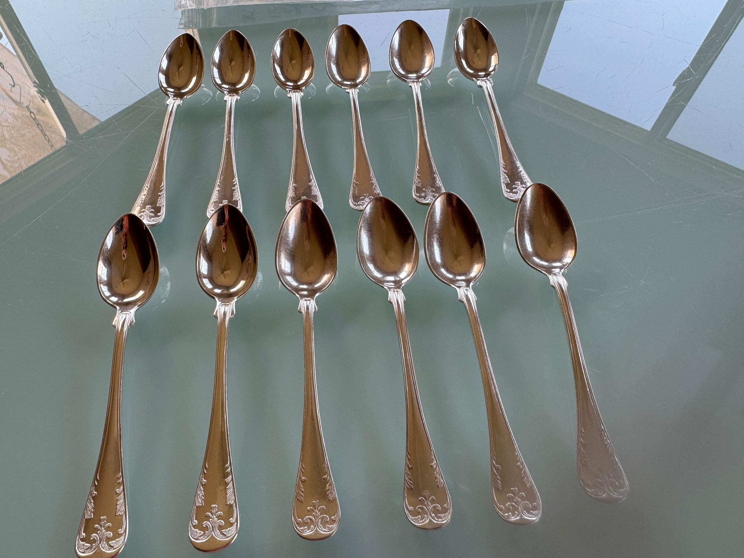 Art Nouveau Hand Engraved Antique Small Spoons Original Patina Alpacca ...