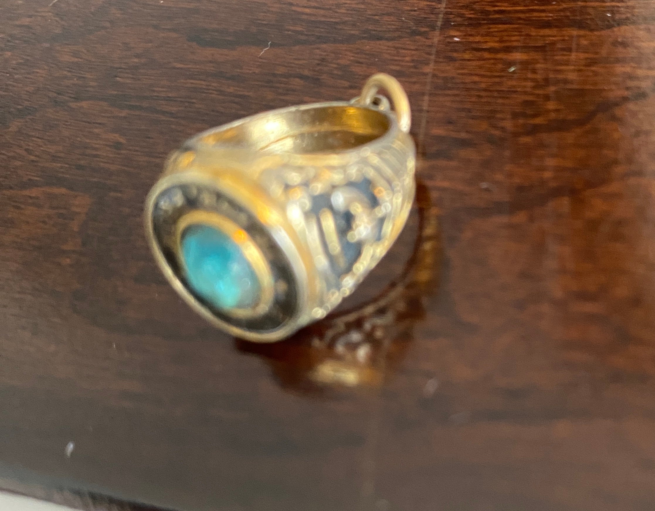 VINTAGE RING B.G.H.S. Jr Sr Prom Ring Gold Tone Blue Stone Ring or ...