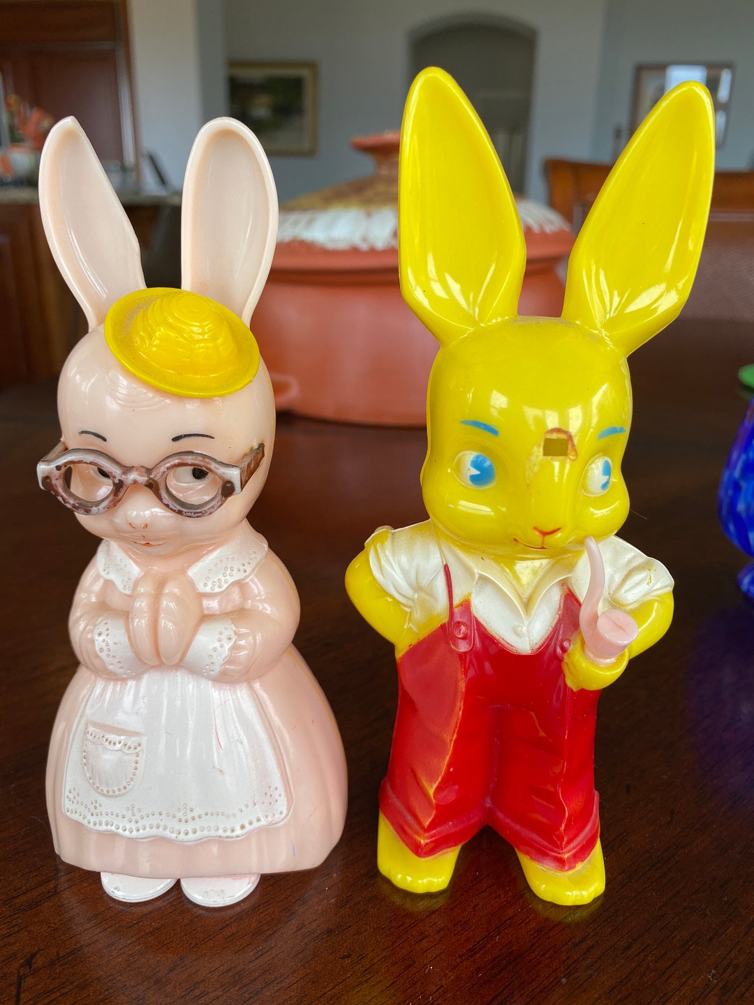 Bunny Rabbits Hard Plastic Grandma and Grandpa Rattle Vintage - Etsy