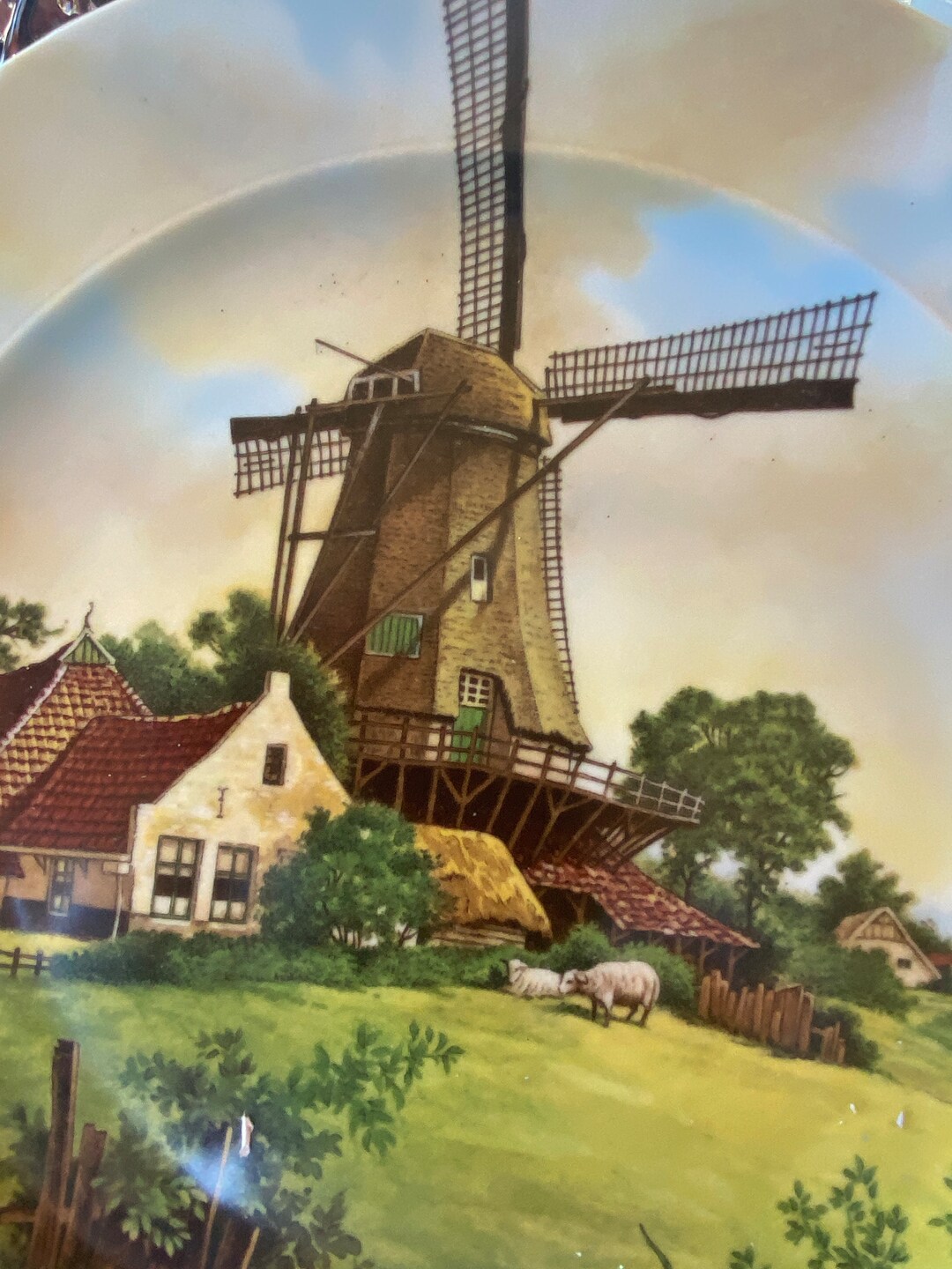 Dutch Windmill Scene With Swans Signed Hand Decorated PLATE 1984 ROYAL ...