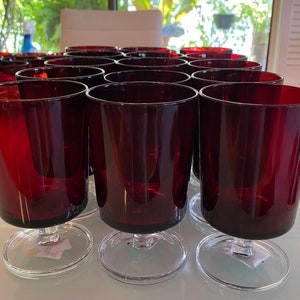 Royal Ruby Red Cranberry Goblets France 57 Pieces RED WHITE - Etsy