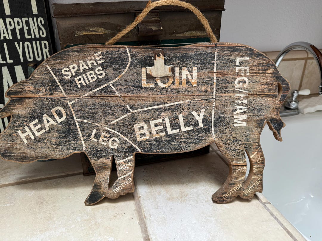 Pig Hog Butcher Shop Pig Chart Sign With Note Clip Fun Display ...