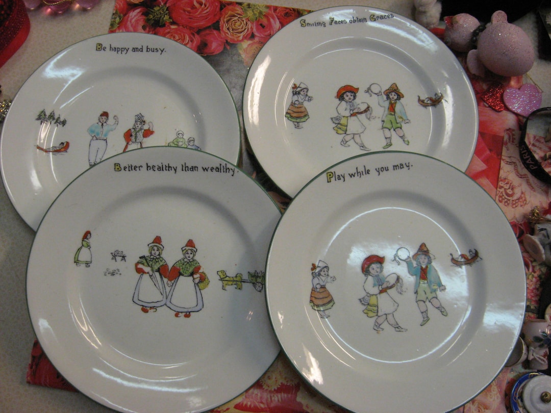 Dutch Porcelain Plates Set of 4 Different With Sayings Hand Painted - Etsy