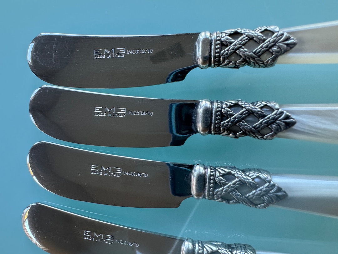 Italy EME Napoleon Stainless Cutlery Dessert ORNATE Flatware Knives ...