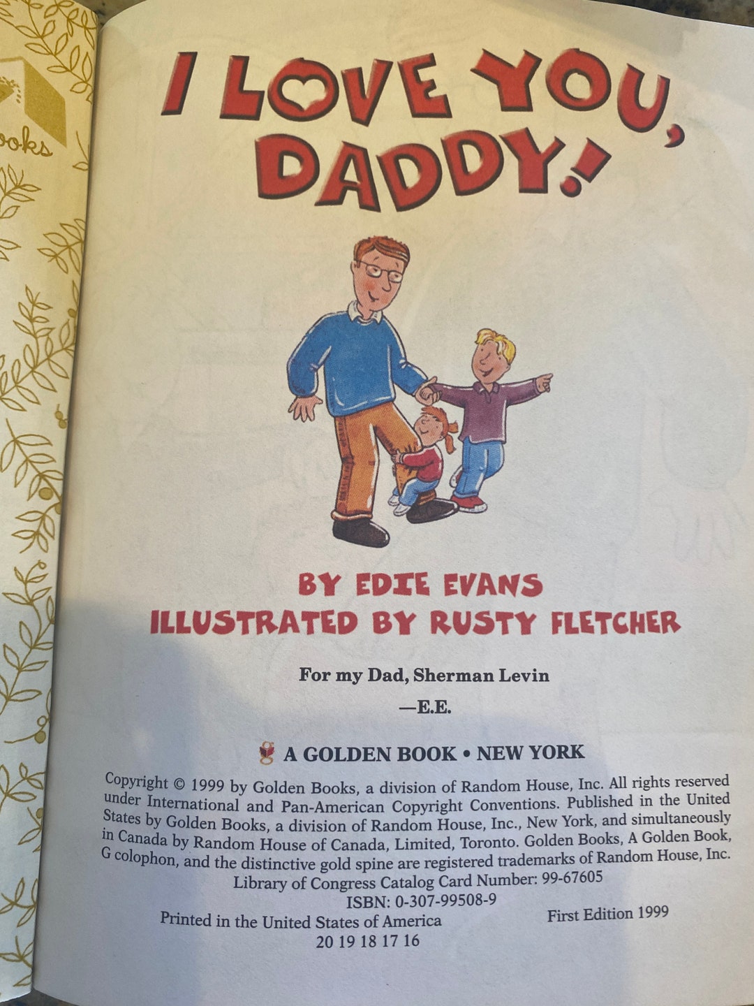 I Love You, Daddy (little Golden Book) Evans, Edie First Edition 1999 ...