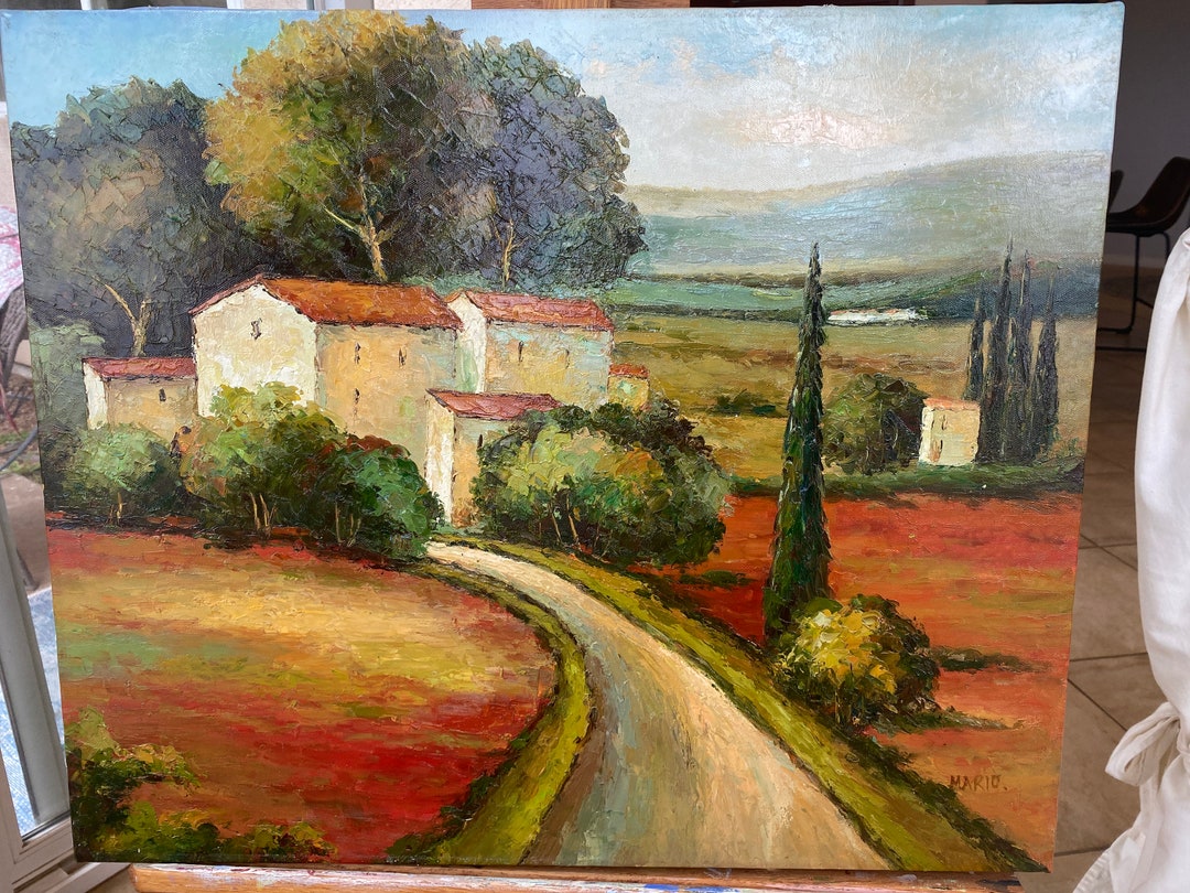 Vintage Impasto Plein Air Bucolic Oil Painting Certificate of ...