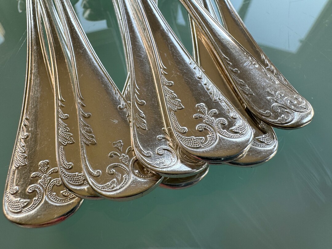 Art Nouveau Hand Engraved Antique Small Spoons Original Patina Alpacca ...