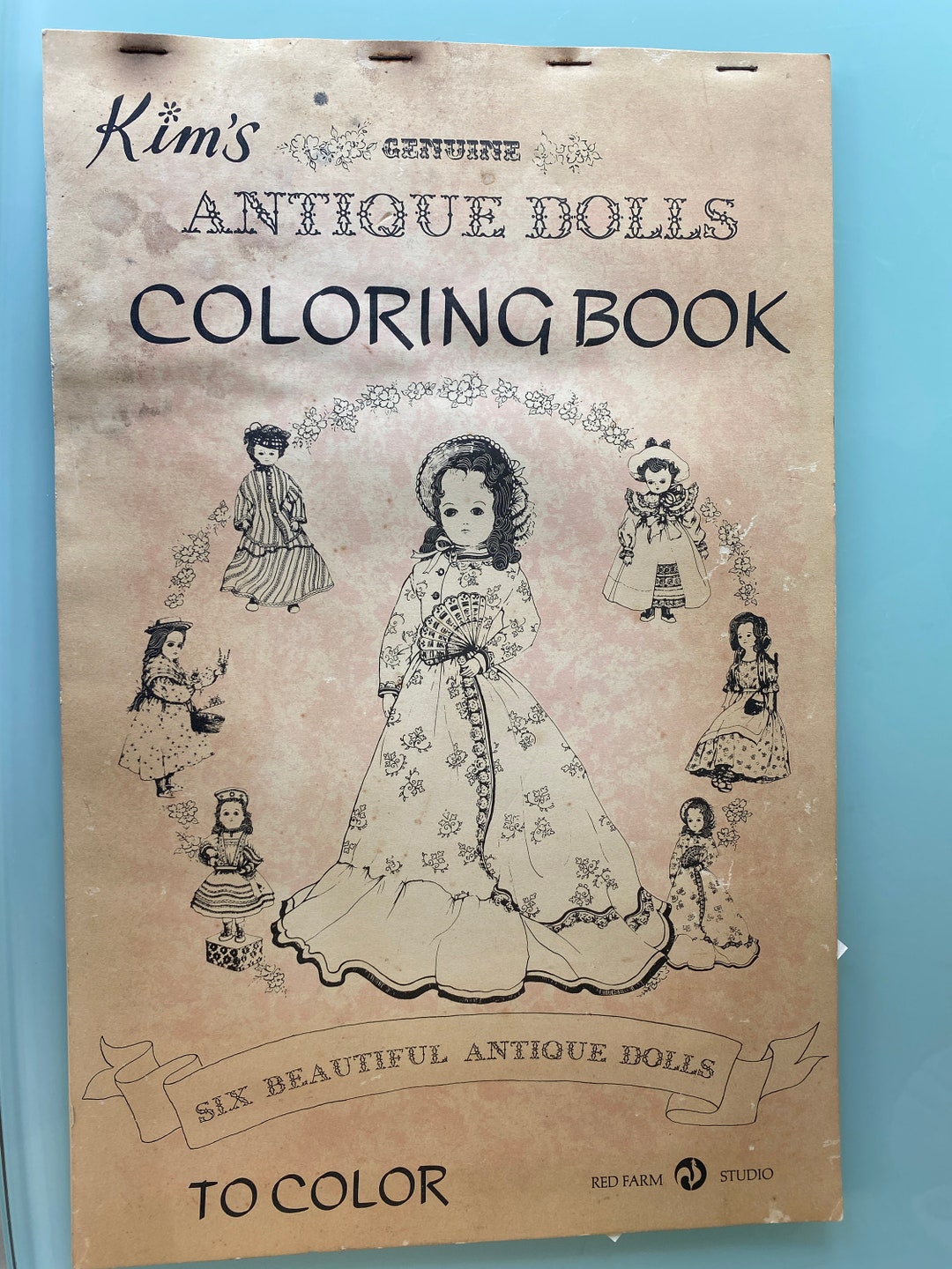 1960s Kims Genuine Antique Dolls Coloring Book, Jumbo Sized Red Farm ...