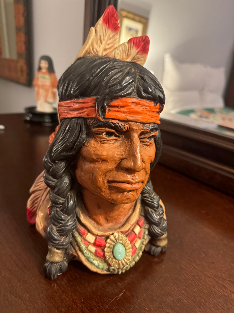 Vintage Native American Bust, Universal Statuary Corp, 1966 Resin ...
