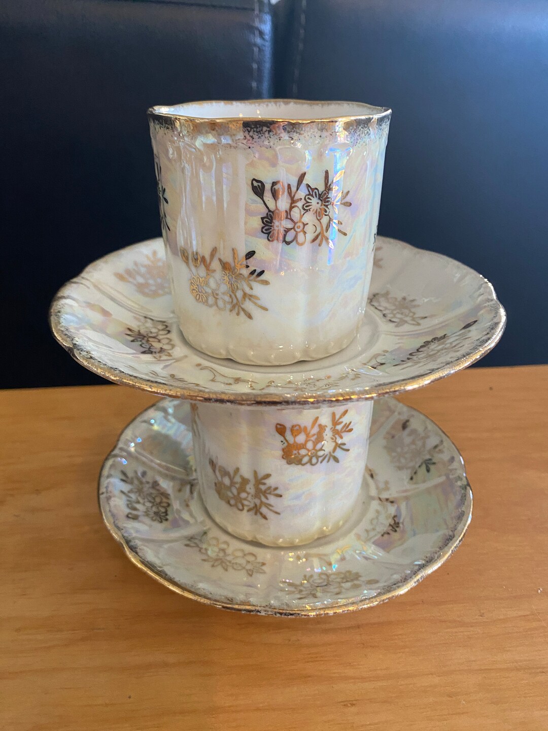 Vintage Lusterware Tea Cups Sets, Raised Relief, Japan Victorian ...