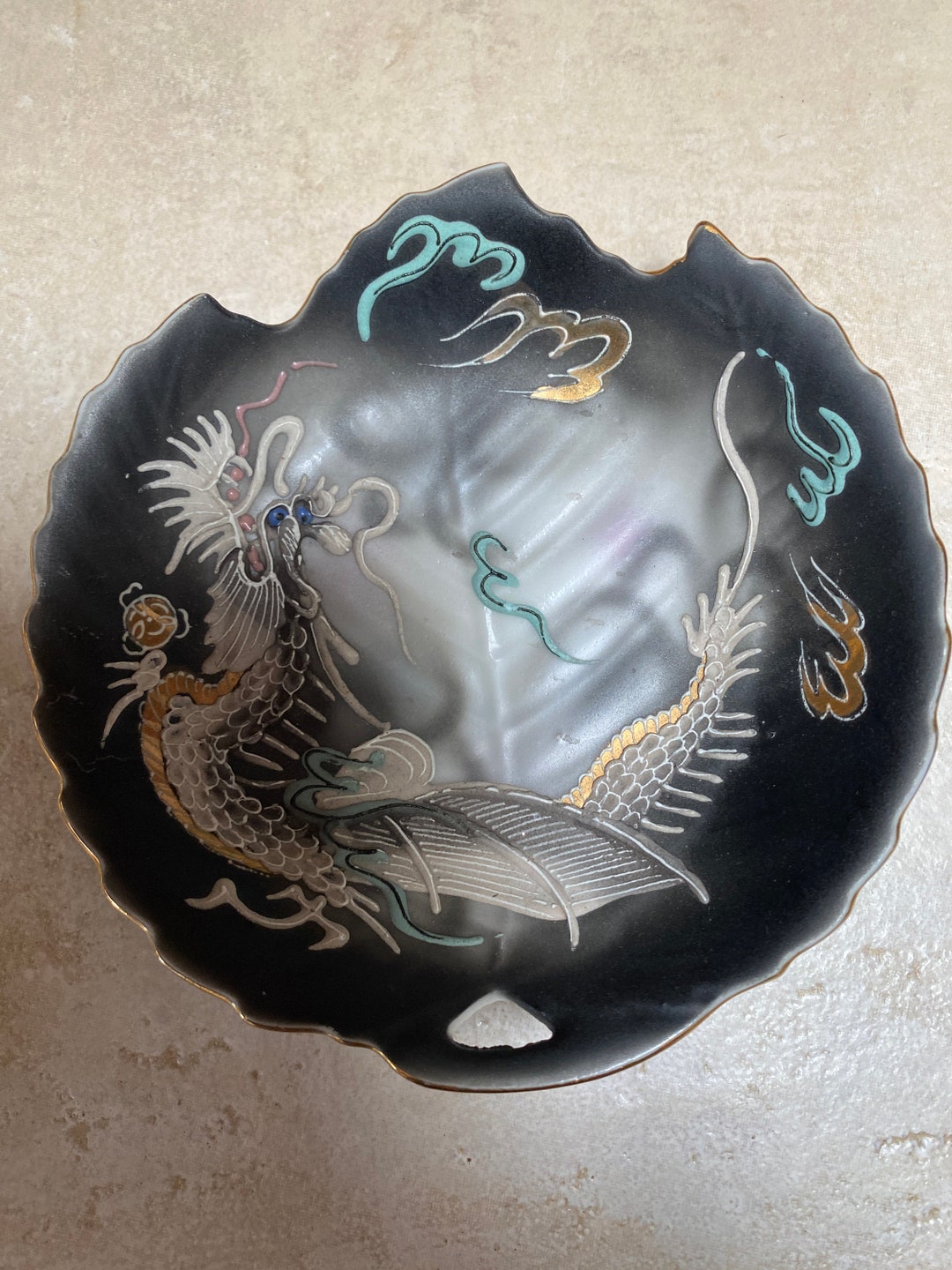 Dragonware Maple Leaf Nappy Tray MORIAGA PORCELAIN Antique Dragon Ware ...