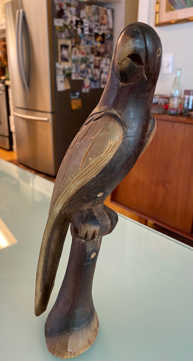 PARROT Art Deco Carved Wood Parrot Sculpture 11 FALL DECOR - Etsy