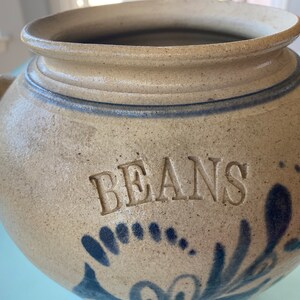 Antique Salt Glazed BEANS Pot Cedar Swamp Stoneware Co. Middleborough ...