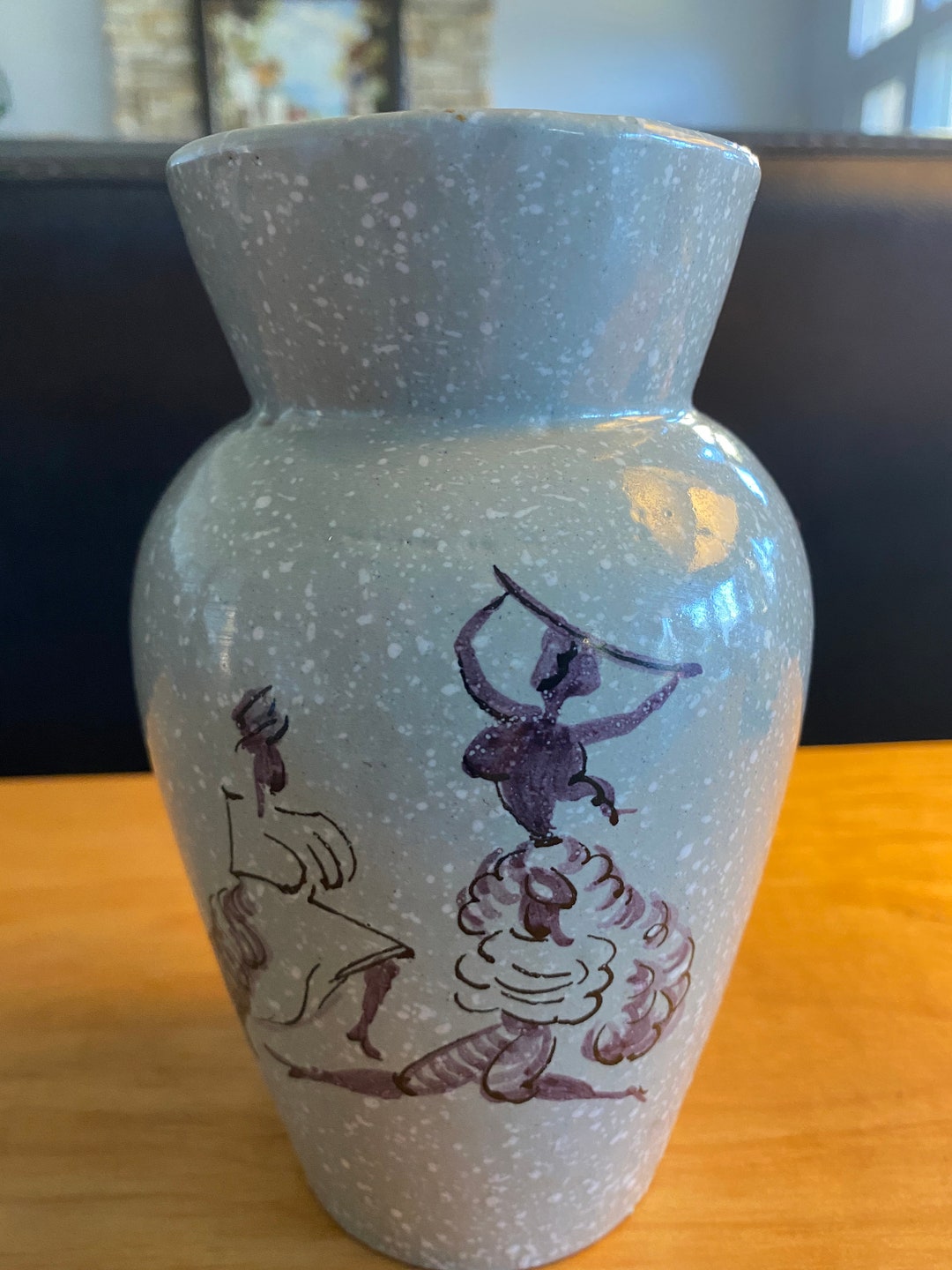 Modern Italian Pottery VASE Mid Century Gray Speckled Finish Hand ...
