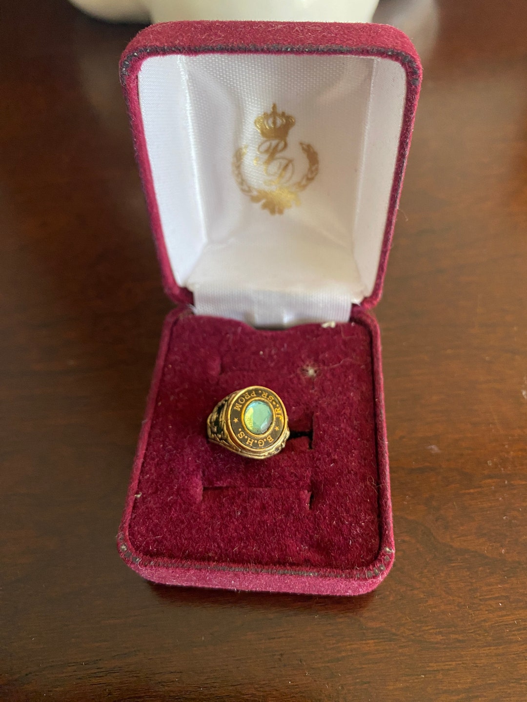VINTAGE RING B.G.H.S. Jr Sr Prom Ring Gold Tone Blue Stone Ring or ...
