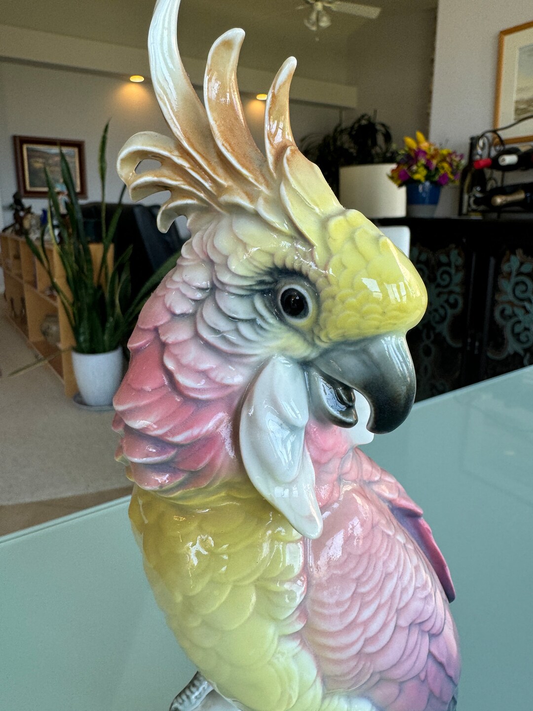 ART DECO Porcelain Pink PARROT, Bird, Cockatoo, Figurine, Sculpture ...