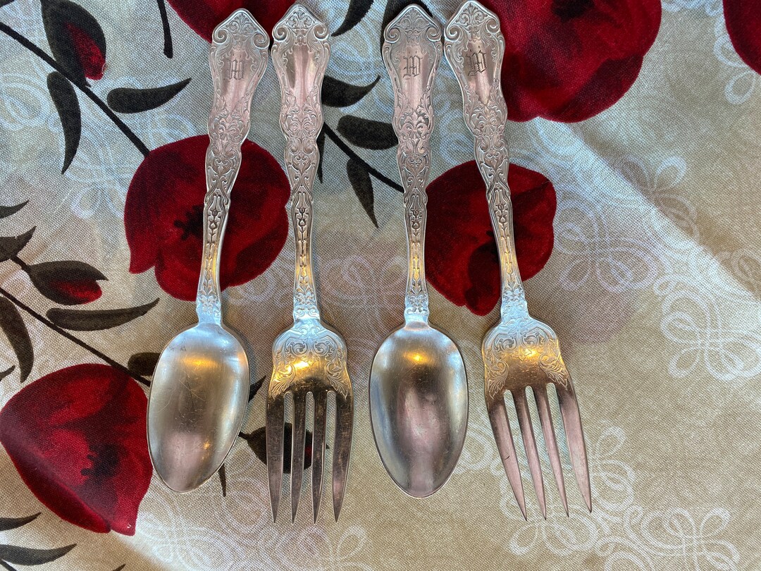 Anchor ROGERS AA Pat JULY 9, 07 Silver Plate Alhambra Pattern 4 Pc Set ...