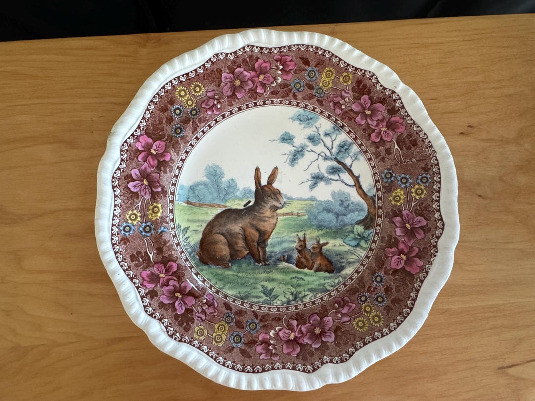 Victorian Copeland Spode Grazing Rabbits Plate England Rabbit Plate ...