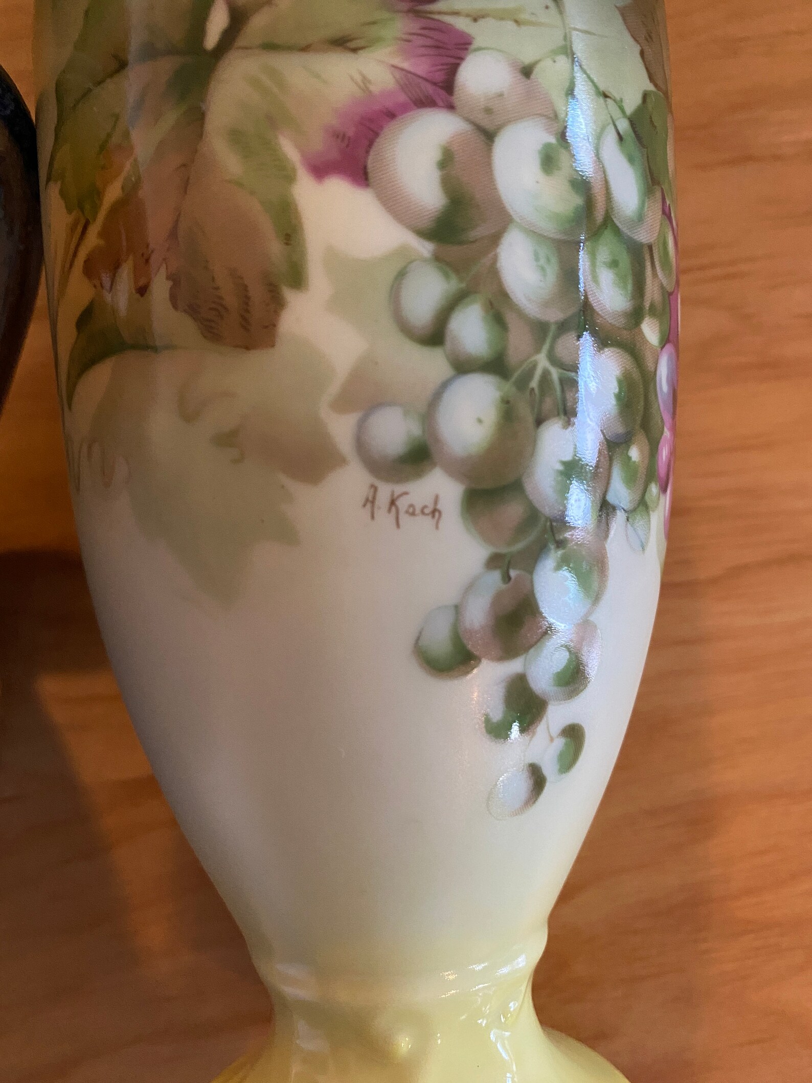 BAVARIA Porcelain Vase Hand Painted Artist SIGNED Grapes A Kaca ...