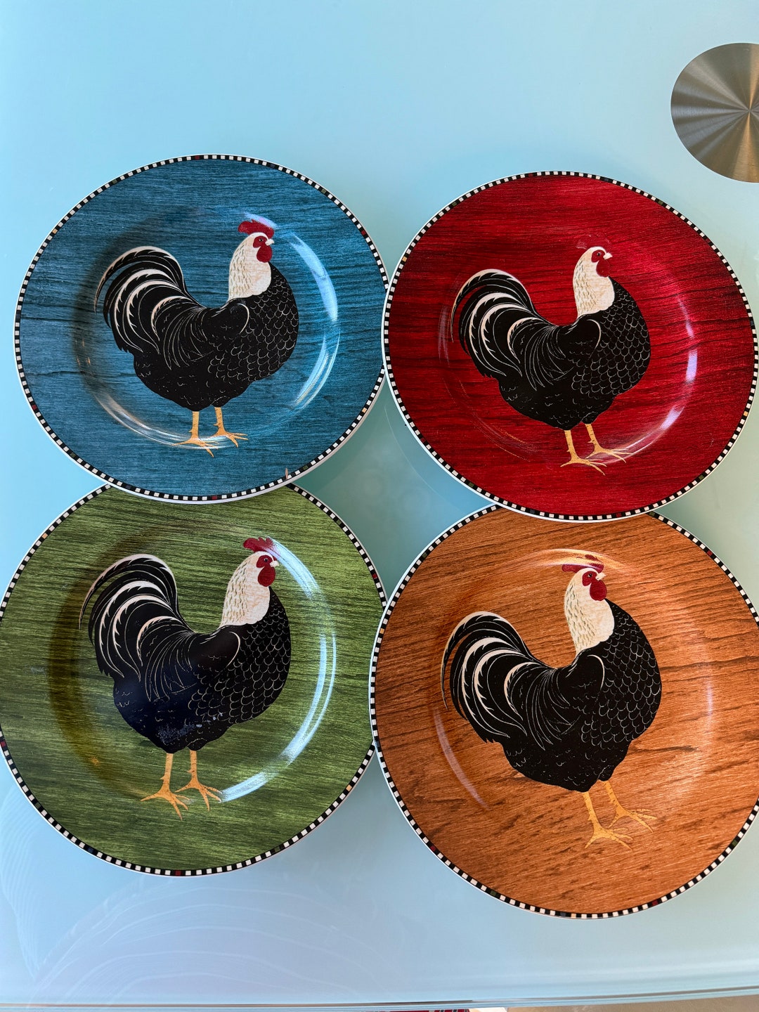 Rooster Plates Warren Kimble 1999 Salad/dessert Plates Set of 4 ...
