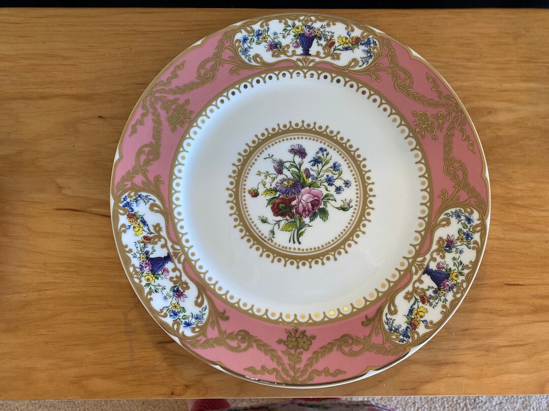 Vintage Collection Sevres Andrea Plate Floral, Gold Gilt, Pink ...