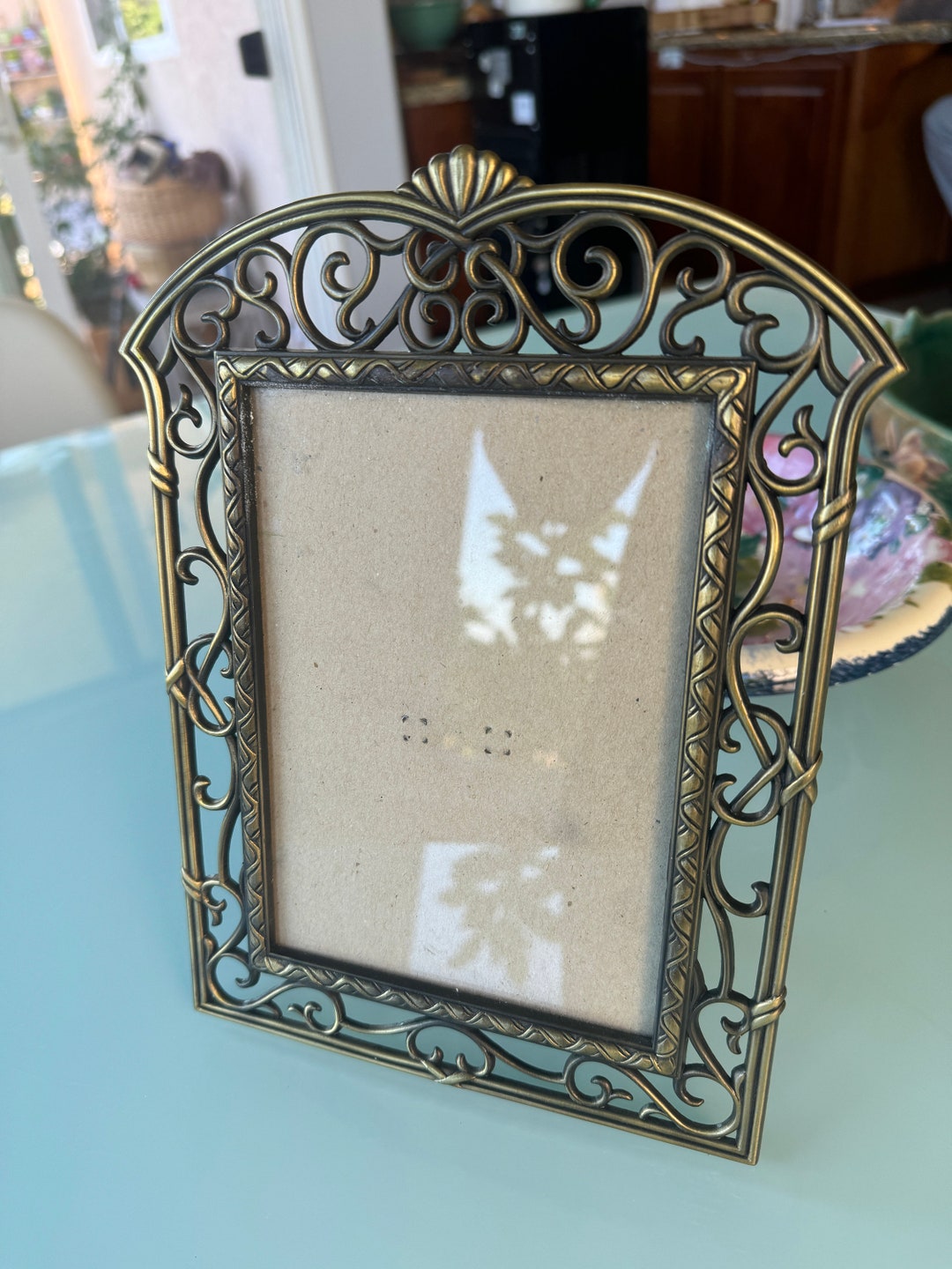 Antique Cast Iron Picture Frame Table Top Ornate Victorian Art Nouveau ...