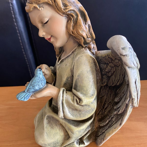 Angel With Bird Statue - Etsy